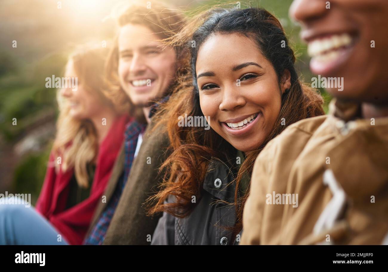 My friends are my family. Portrait of a happy young woman hanging out ...