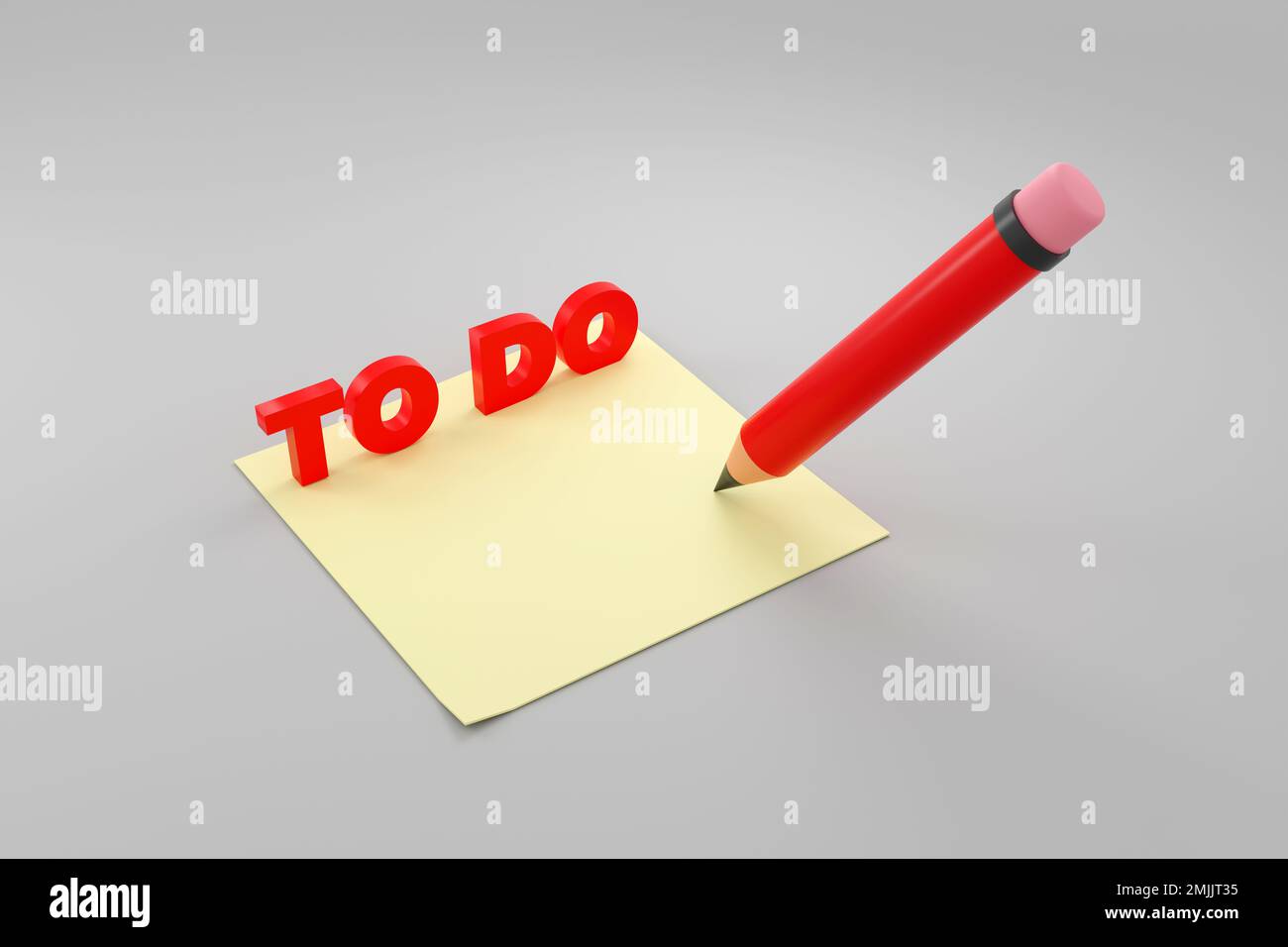 3D render Illustration of Assorted School Supplies red pencil and ...