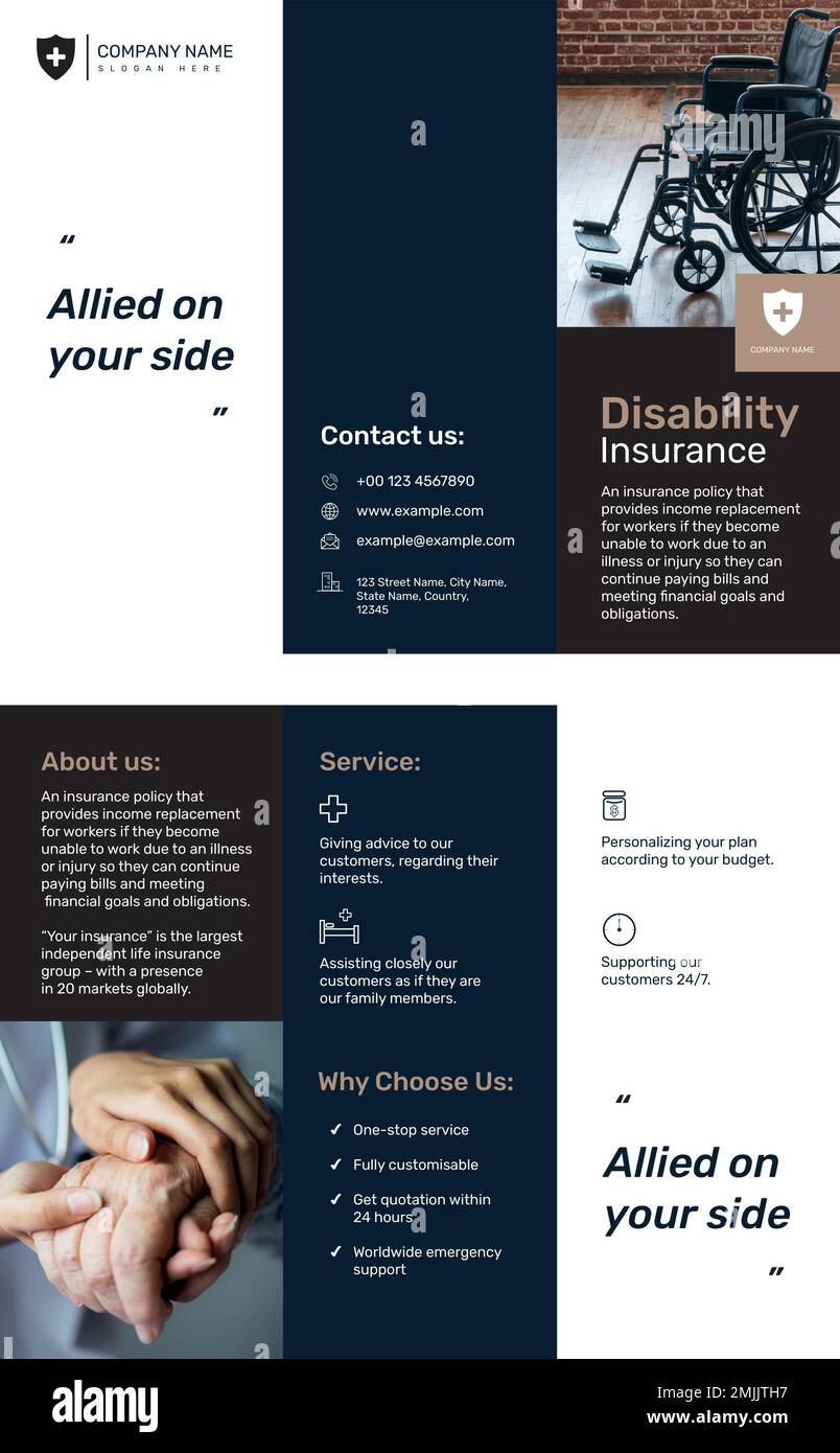Disability insurance template vector with editable text set Stock ...