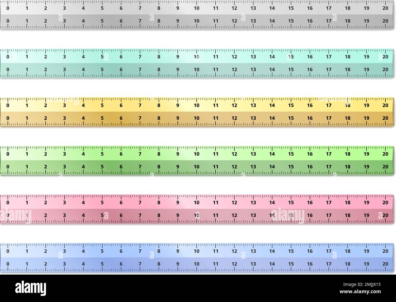 Set of plastic rulers on white background, vector eps10 illustration ...