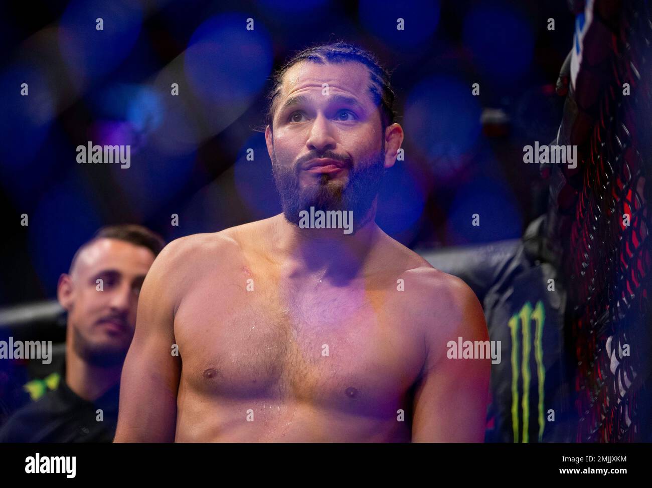 Jorge Masvidal celebrates his knockout victory over Ben Askren during ...