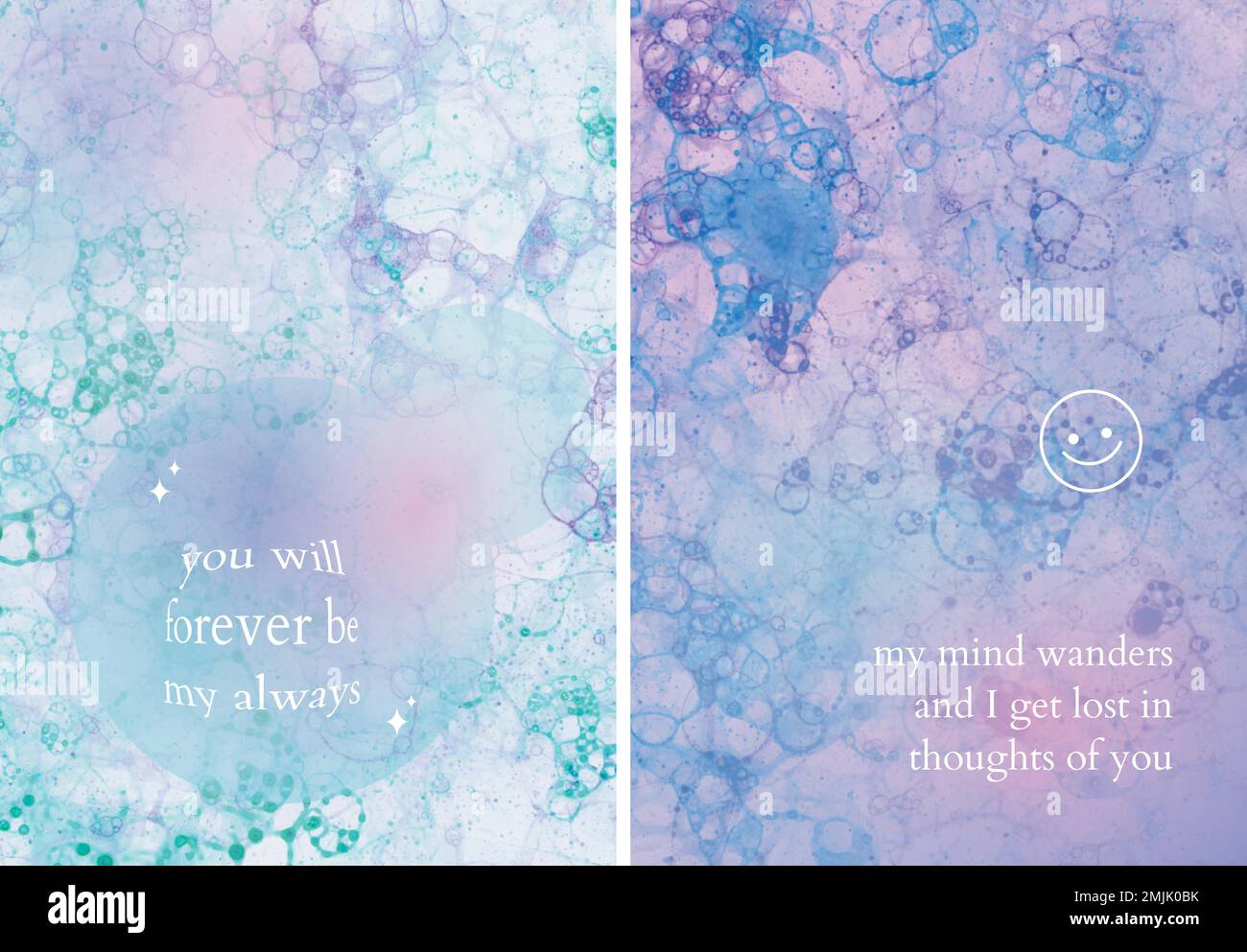 Aesthetic bubble art template vector with love quote poster dual set ...