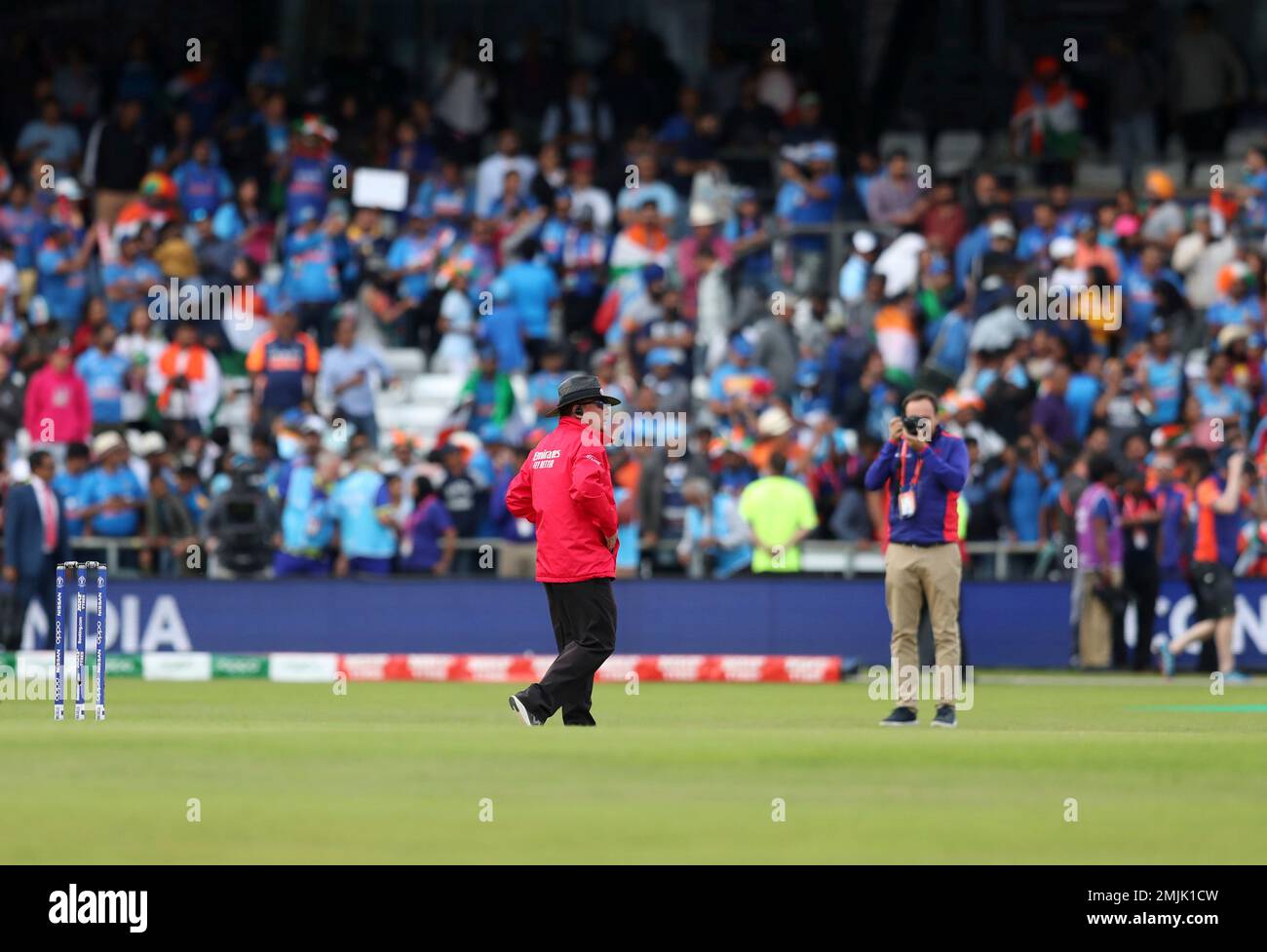 Umpire Ian Gould walks off the pitch at the end of the Cricket World ...