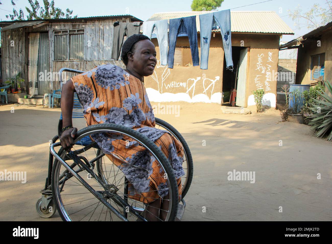 Wheelchair user Susan Samson is seen outside her home in Juba, South ...