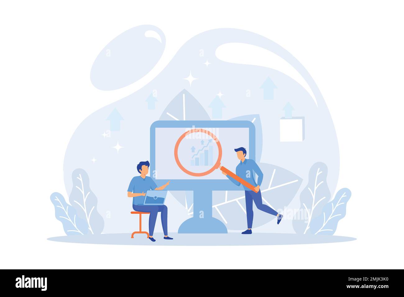 Digital marketing and promotion illustration. Characters analyzing ...