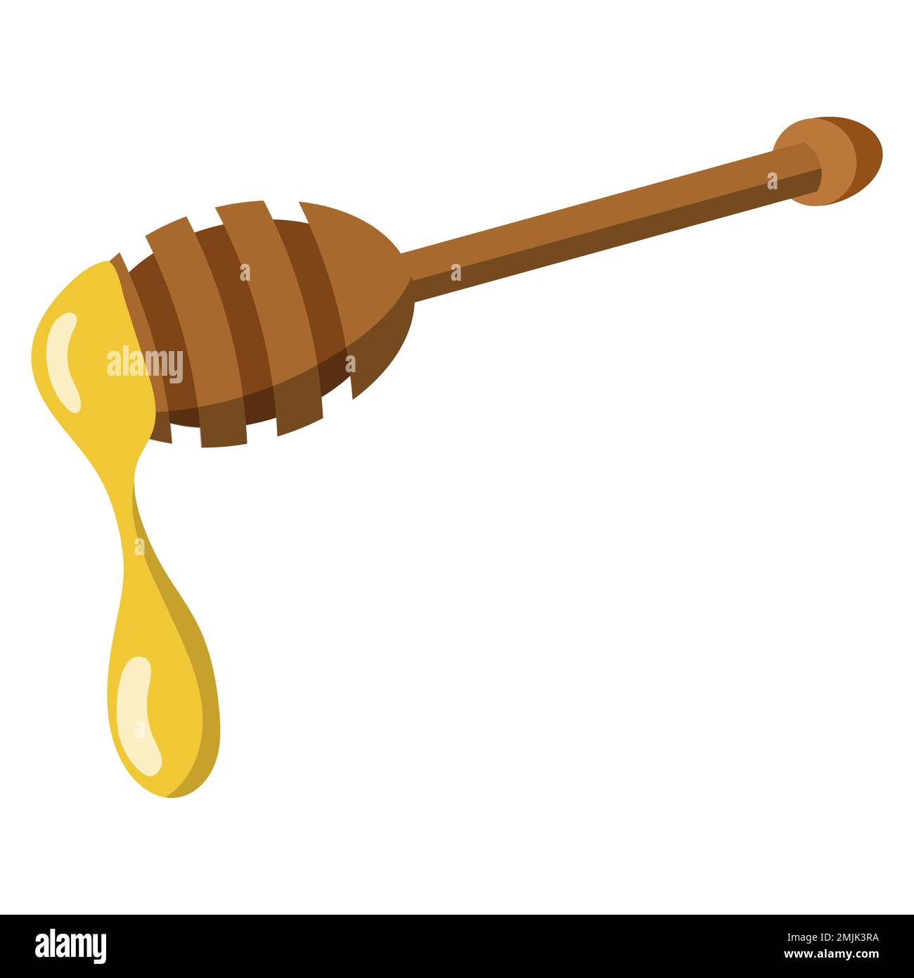 Honey dripping from a wooden spoon. vector illustration on a white ...