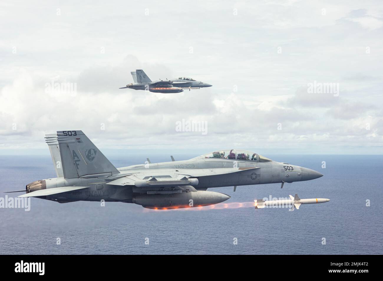 MARIANA ISLANDS RANGE COMPLEX, Guam (Aug. 30, 2022) EA-18G Growlers from the "Star Warriors" of ...