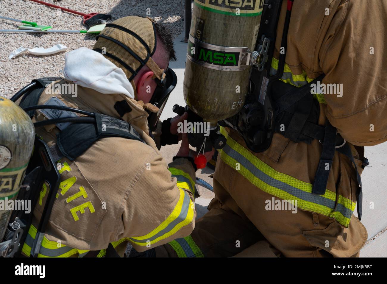 U.S. Air Force Tech Sgt. Kyle Trengo, a firefighter assigned to the 1st ...