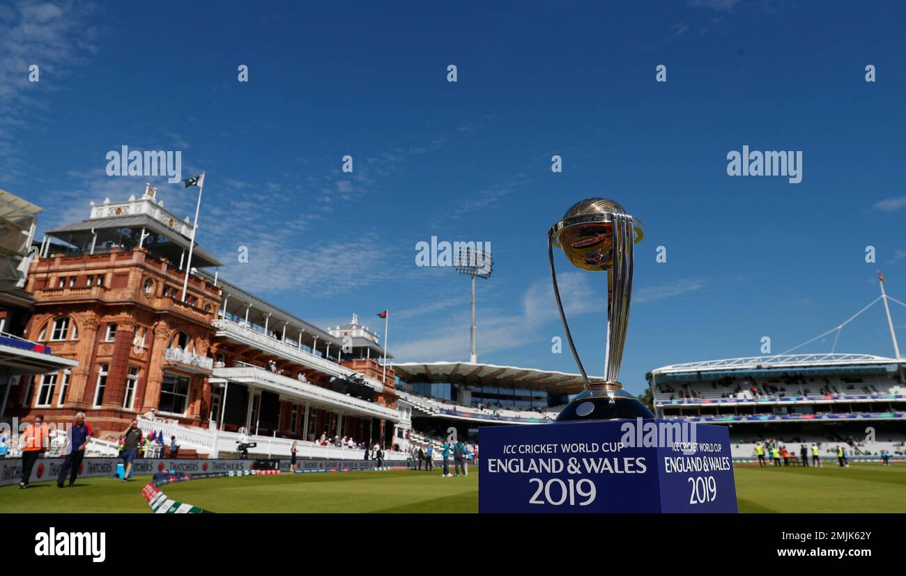The Cricket World Cup trophy on display ahead of the CWC match between ...