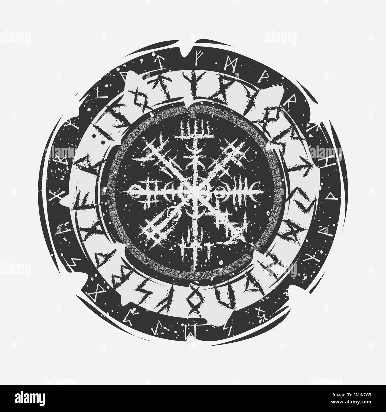 Viking Vegvisir rune dark circle shield Stock Vector Image & Art - Alamy