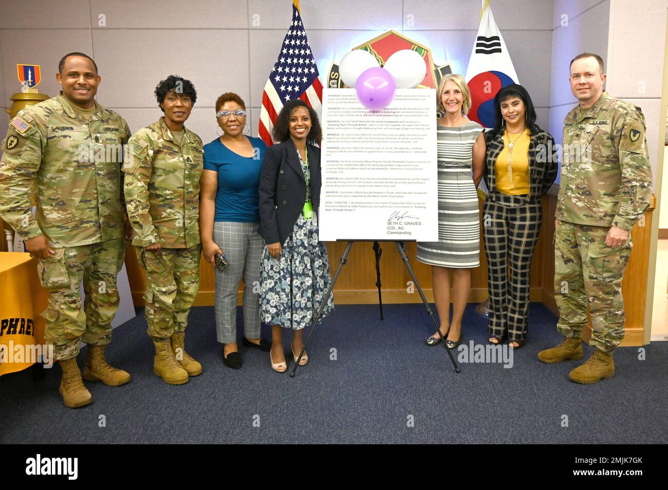 Colonel Seth Graves (right), commander of Camp Humphreys and Camp ...