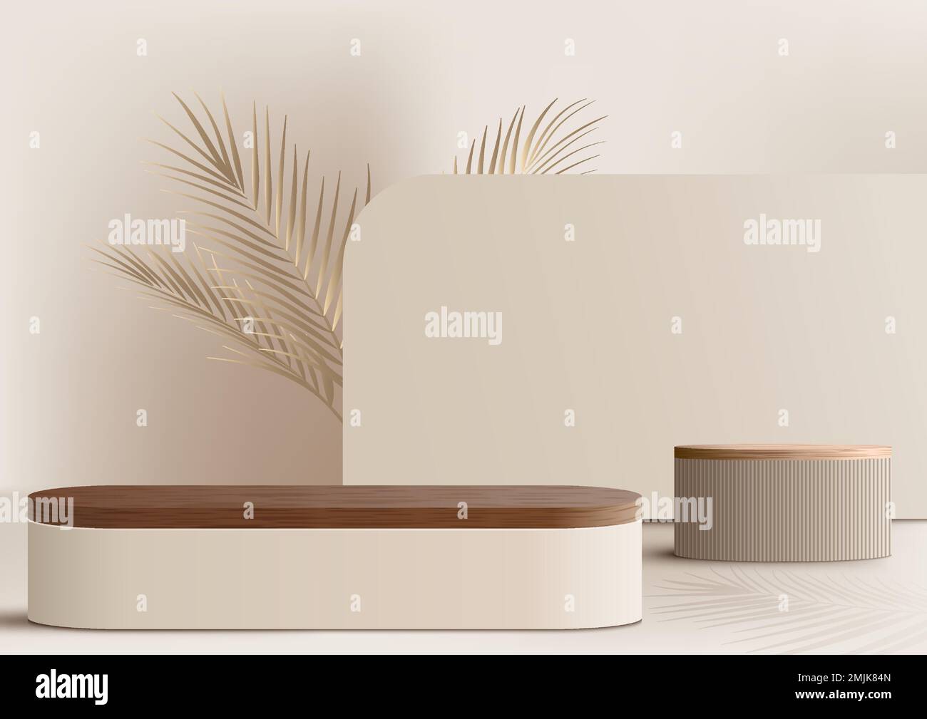 3D realistic wooden podium platform stand decoration decoration with ...