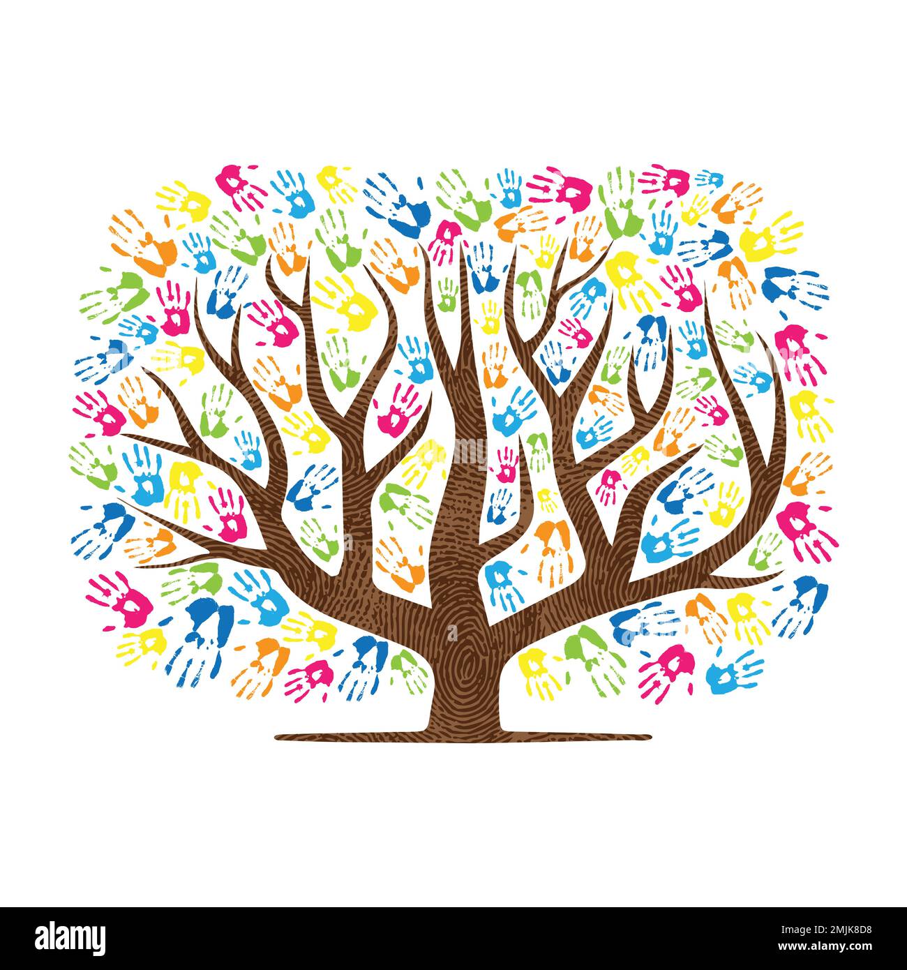 Abstract hand prints tree silhouettes square Stock Vector Image & Art ...