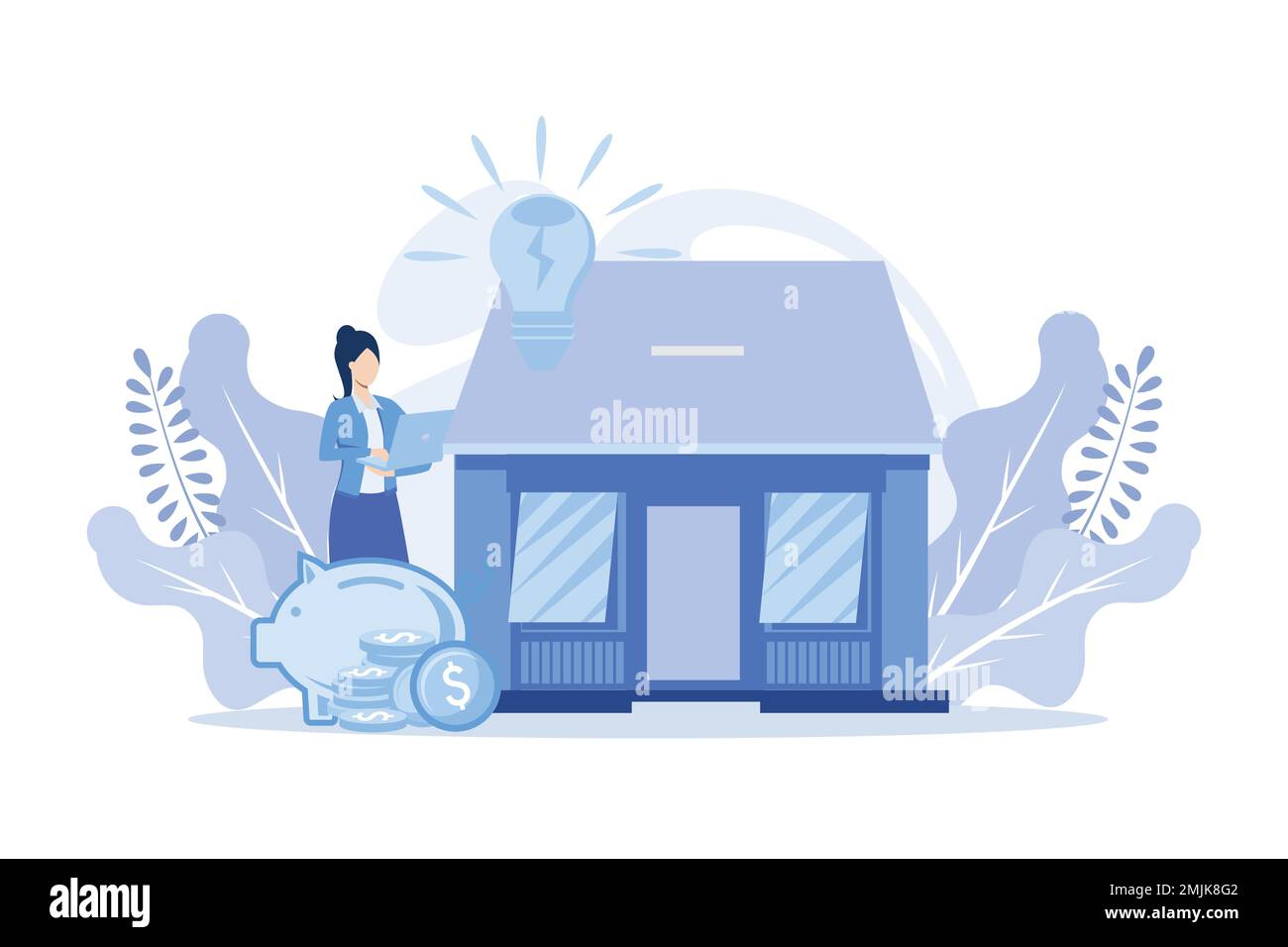 Sustainability illustration. Energy efficiency in household and ...