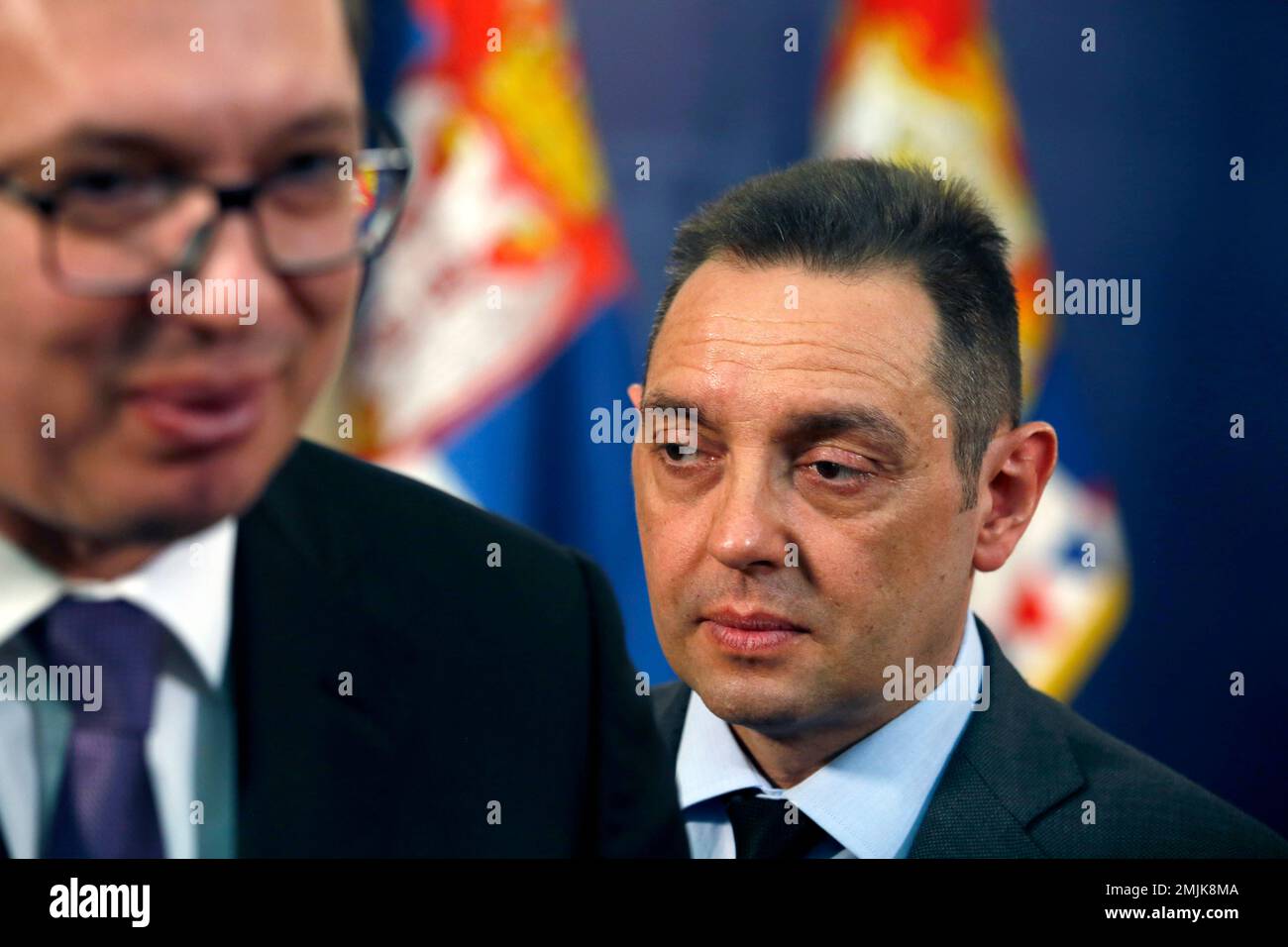 In this photo taken Monday, April 23, 2018, Serbia Defense Minister ...