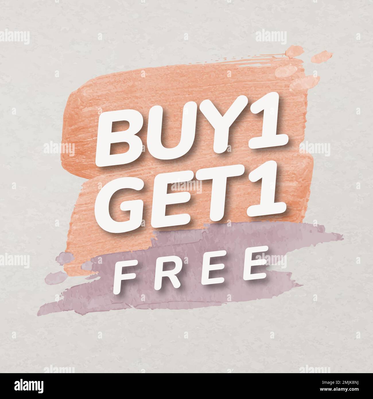 Watercolor shopping badge sticker, buy 1 get 1 free, abstract design ...