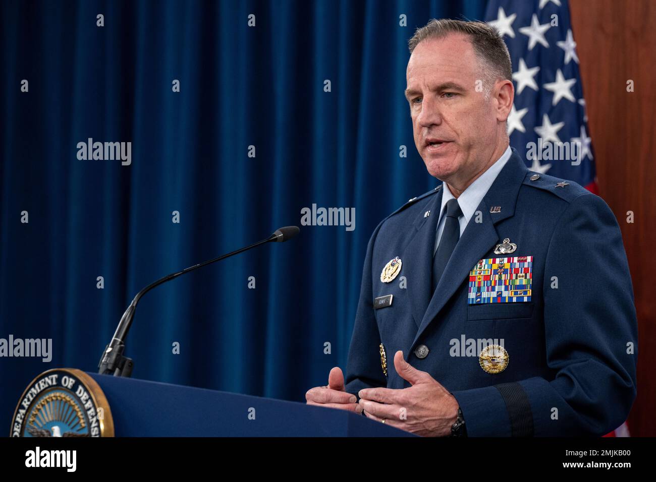 Pentagon Press Secretary Air Force Brig. Gen. Pat Ryder, conducts a press briefing, the Pentagon ...