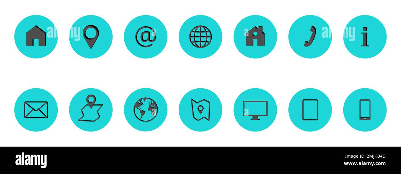 Business Contact us icon set. Cutout design button style. Vector ...