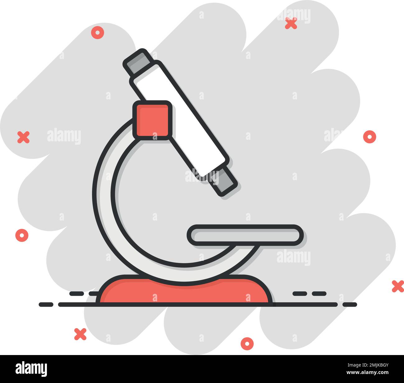 Microscope icon in comic style. Laboratory magnifier cartoon vector ...