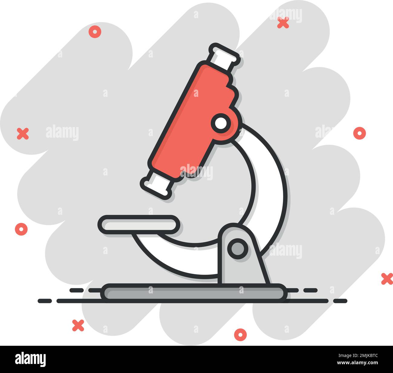 Microscope icon in comic style. Laboratory magnifier cartoon vector ...