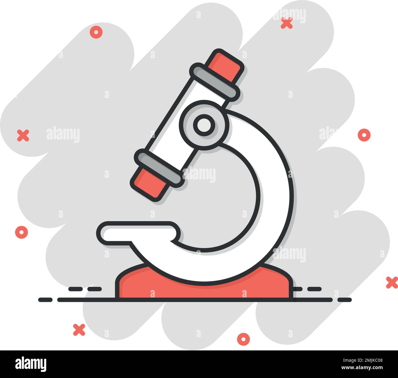 Microscope icon in comic style. Laboratory magnifier cartoon vector ...