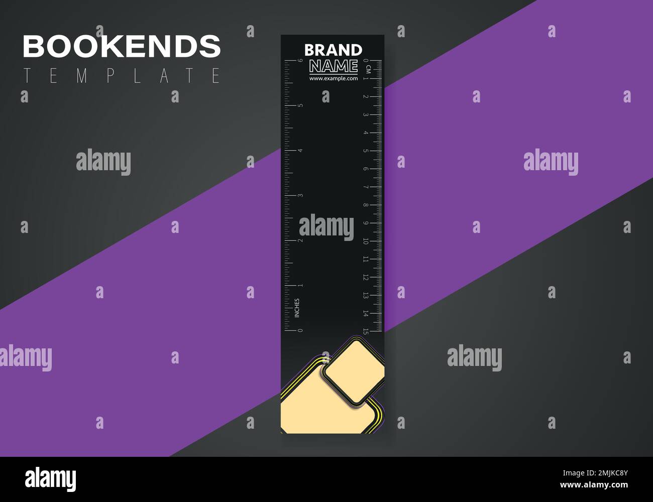 Vertical vector bookmarks design template with ruller and logo space ...