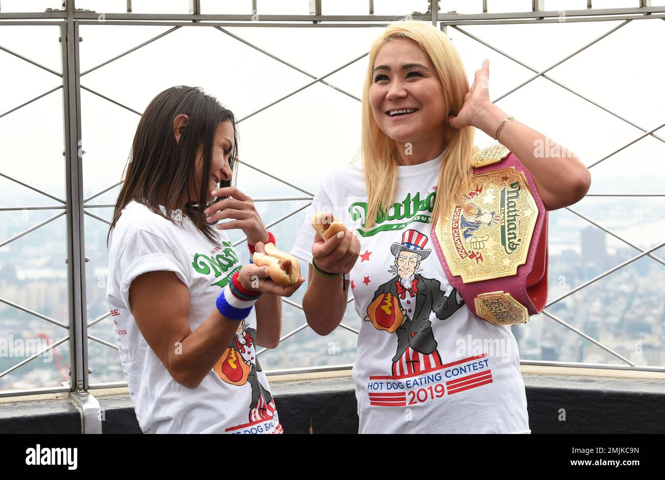 Number two ranked female eater in the world Michelle Lesco, left, and ...
