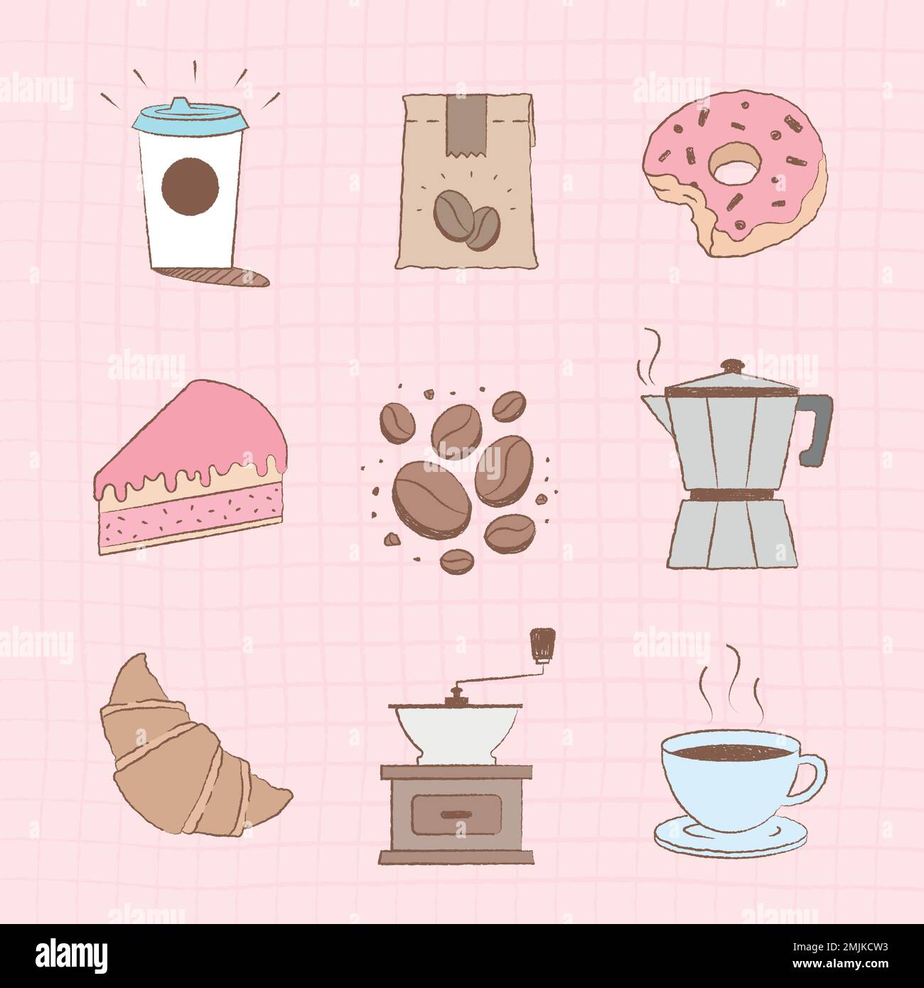 Coffee And Cake Design Element Cute Vector Set Stock Vector Image And Art Alamy