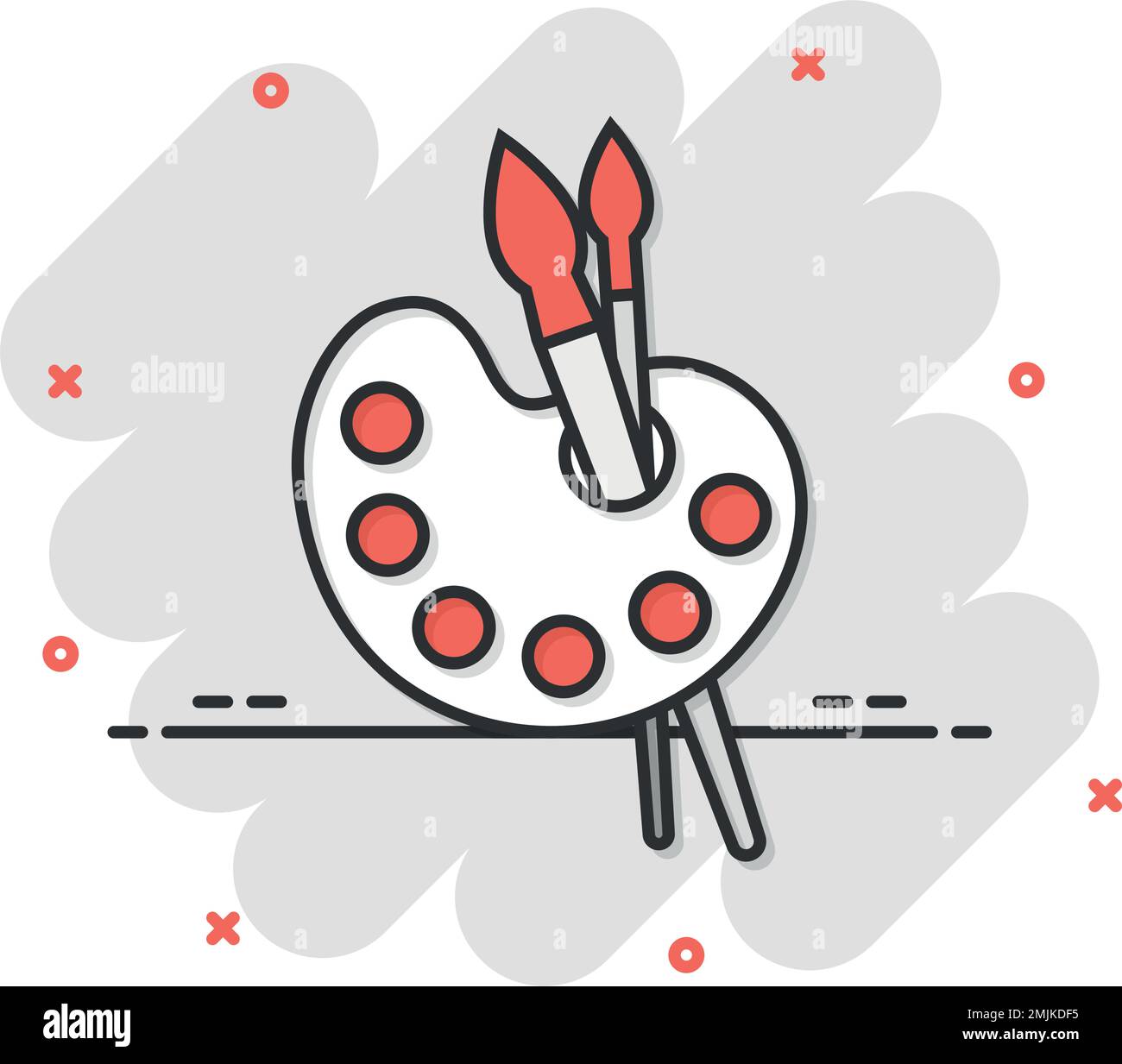 Artist's palette in comic style. Painter's tools cartoon vector ...