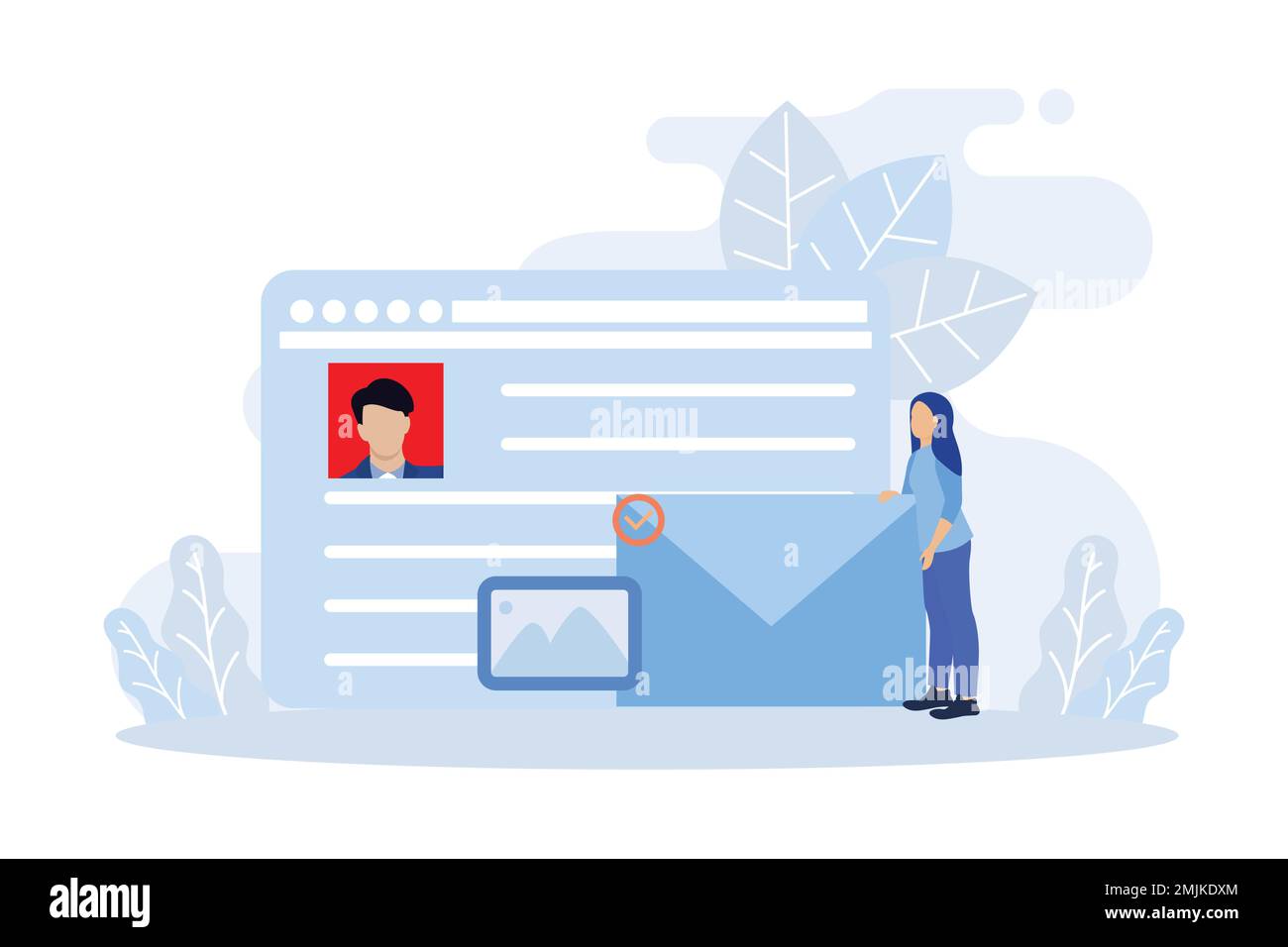 Email Marketing Scenes. People Characters Using Online Postbox and ...