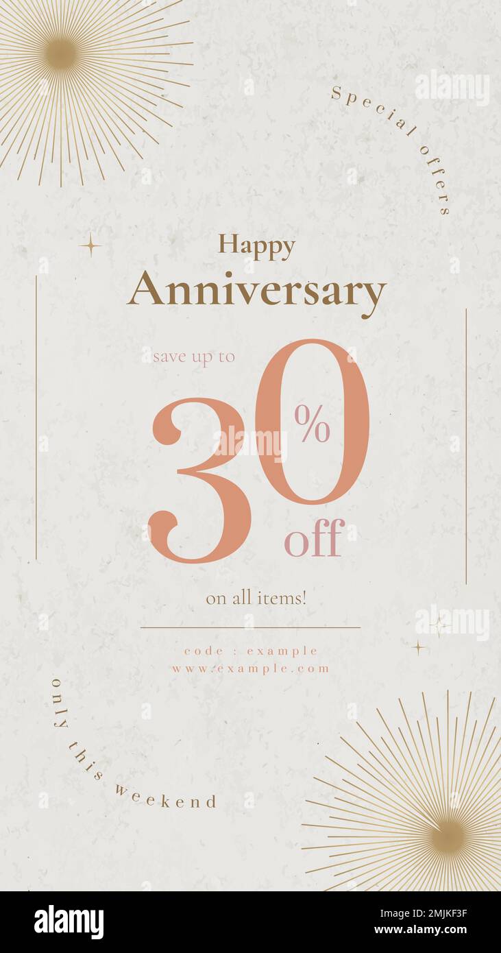 Anniversary sale ad template vector for social media post Stock Vector ...