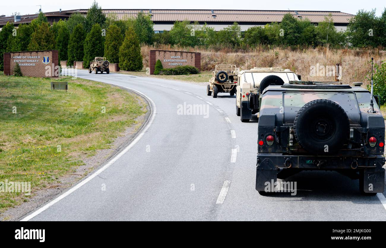 A convoy escorting U.S. Air Force Gen. James B. Hecker, U.S. Air Forces ...