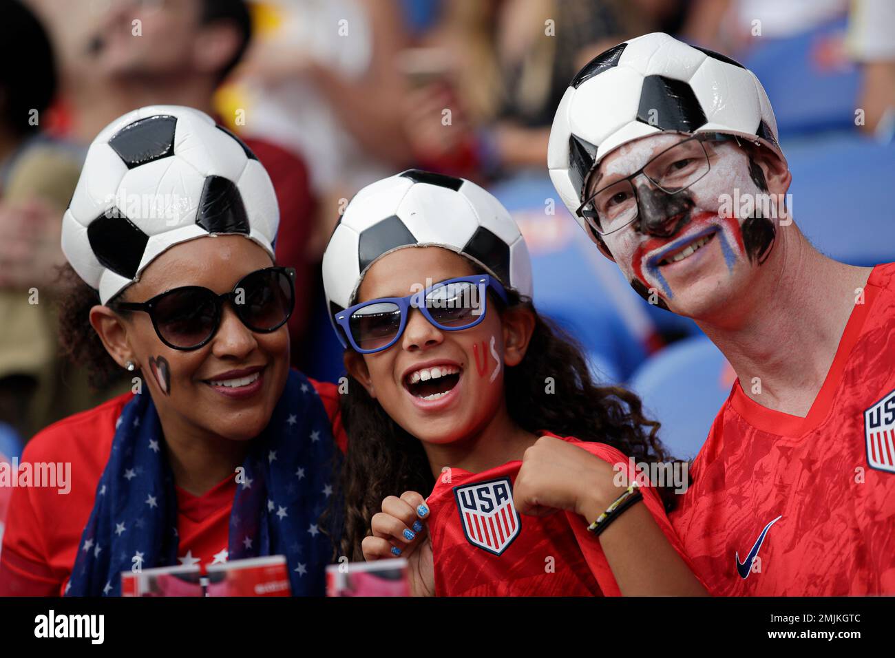 United States' fans pose before the Women's World Cup semifinal soccer ...