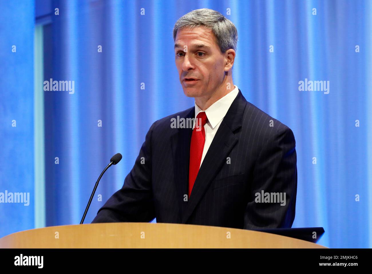 USCIS Acting Director Ken Cuccinelli delivers his remarks during a ...