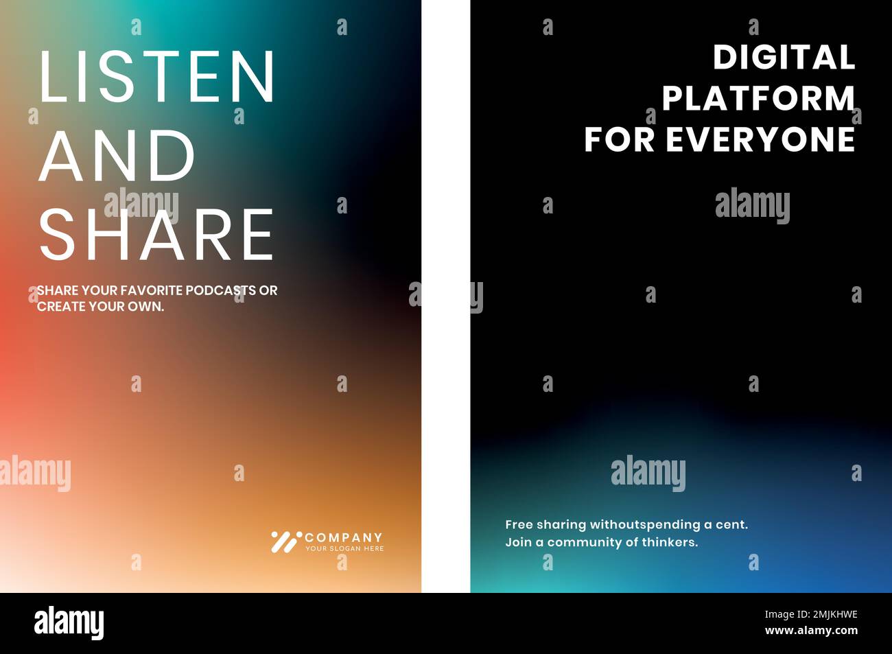 Gradient tech marketing template vector poster dual set Stock Vector ...