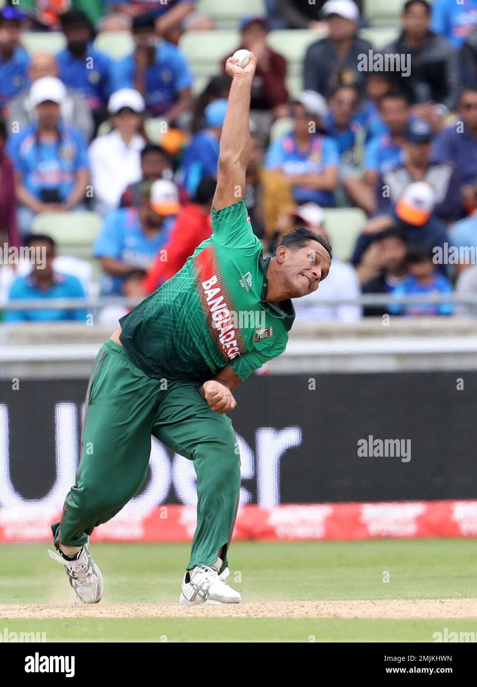 Bangladesh's Mohammad Saifuddin bowls during the Cricket World Cup ...