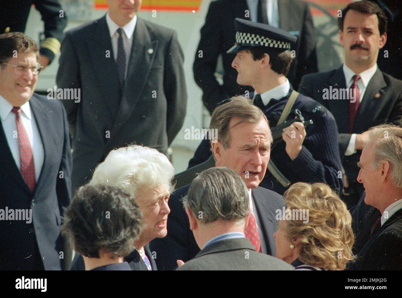 A British policeman armed with a Heckler and Koch sub machine gun ...