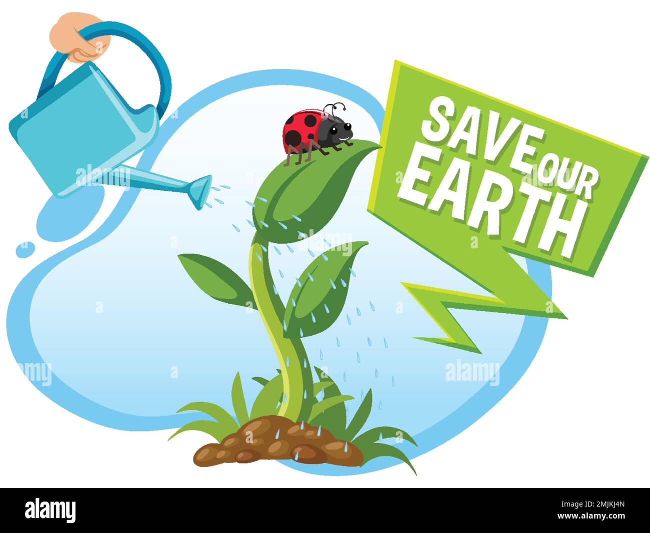 Save our earth banner with watered plants illustration Stock Vector ...