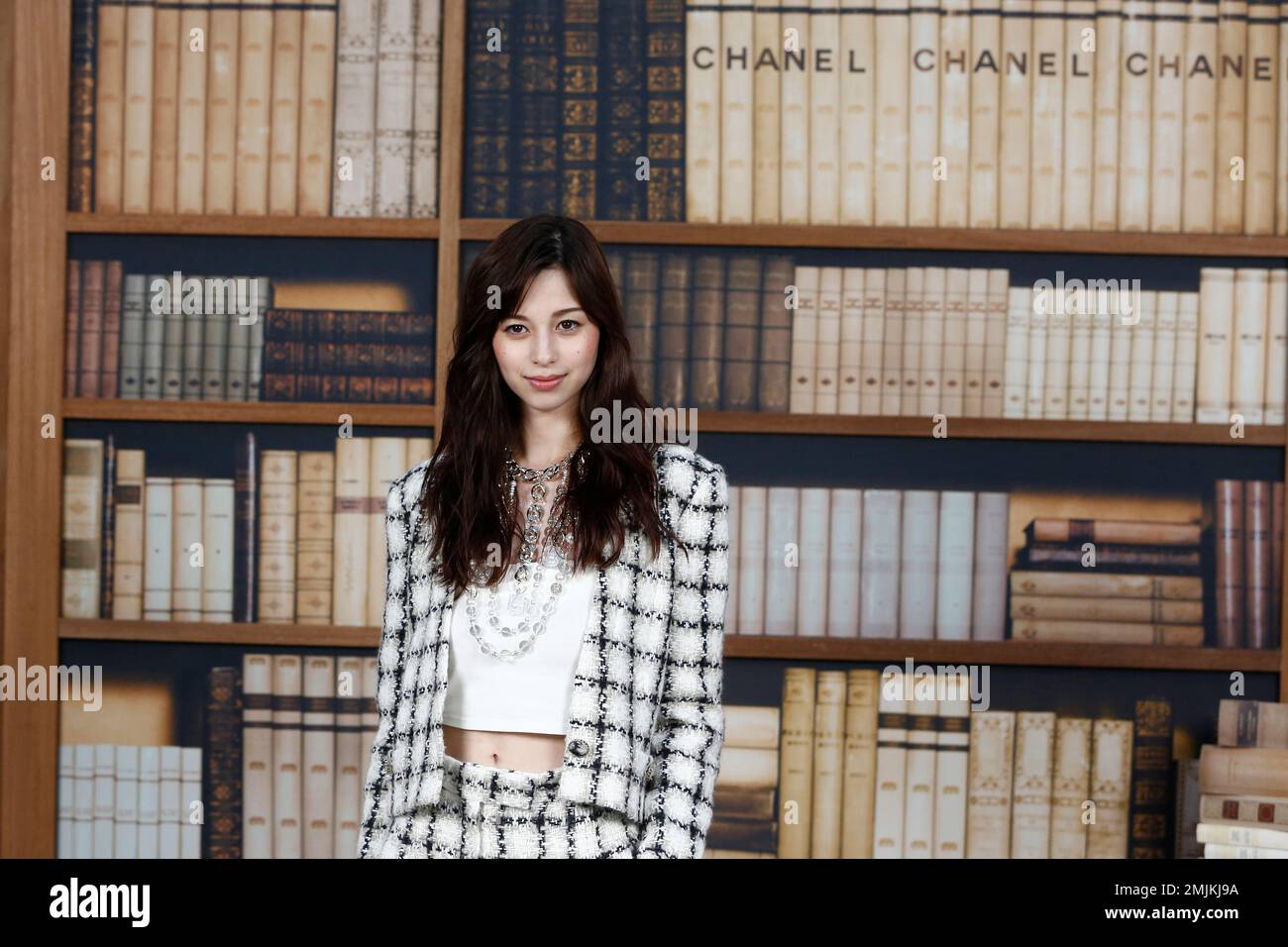 Model Ayami Nakajo poses for photographers upon arrival at the Chanel Haute Couture Fall-Winter ...