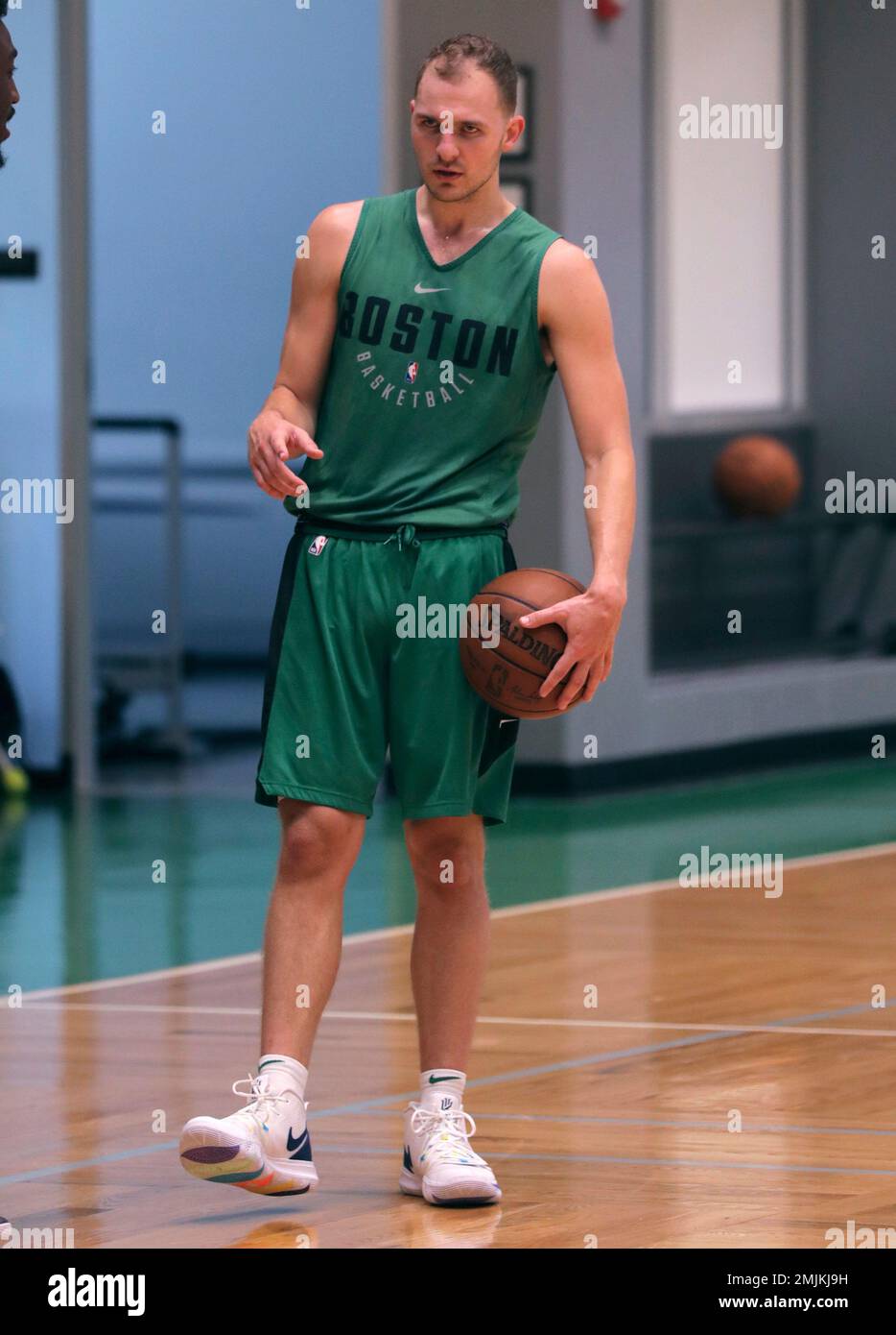 Boston Celtics rookie Jon Elmore at the team's training facility in ...