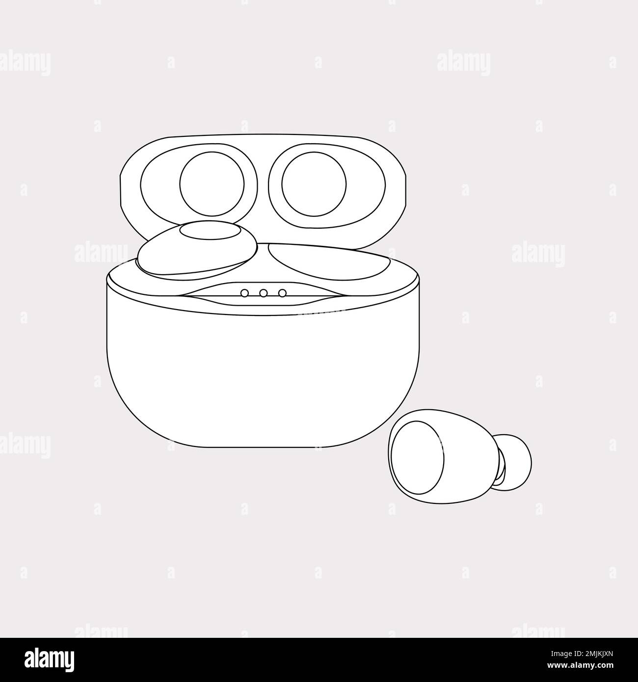 Wireless earbuds, white case, entertainment device vector illustration ...