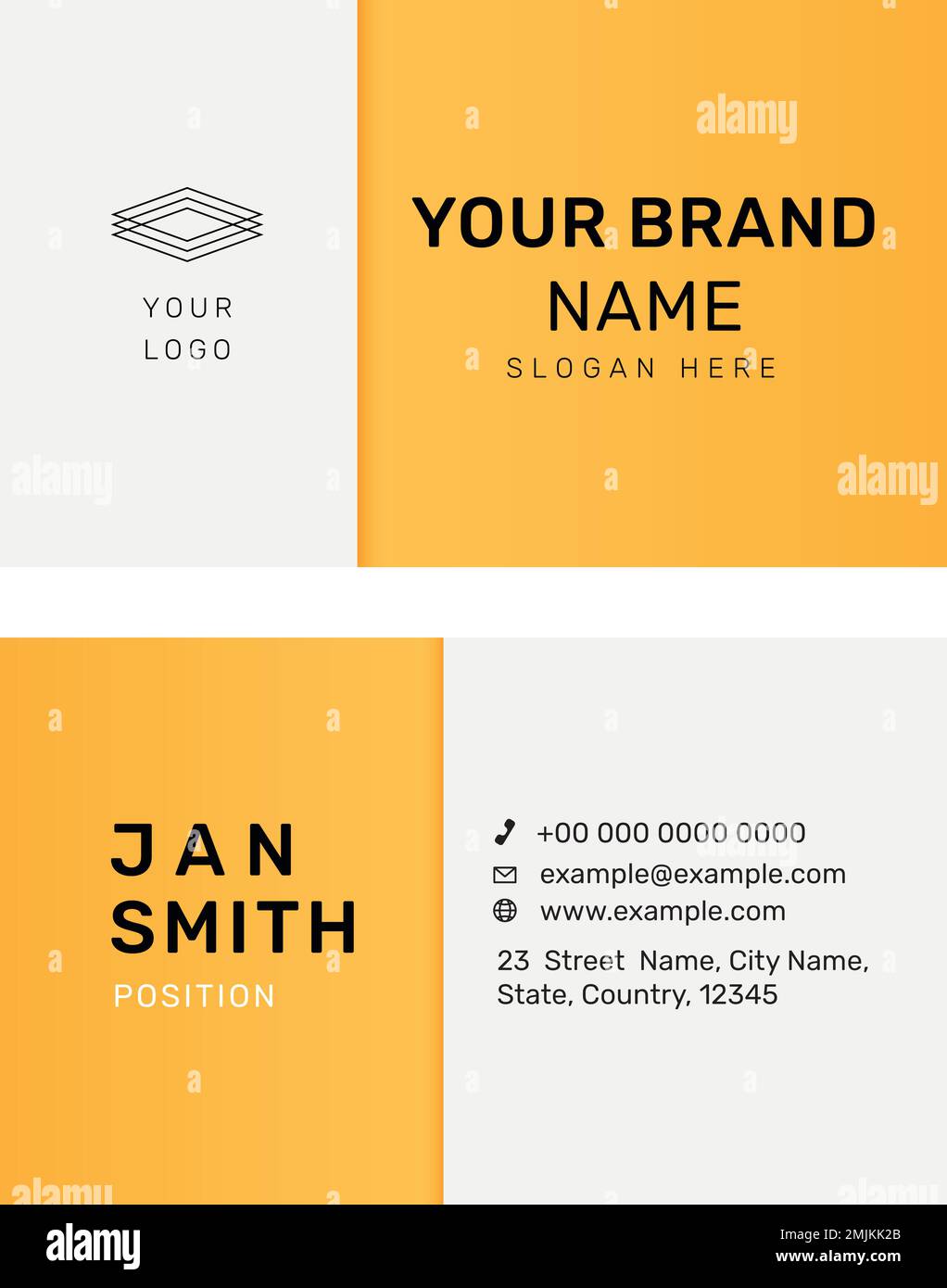 Vibrant business card template vector in yellow Stock Vector Image ...