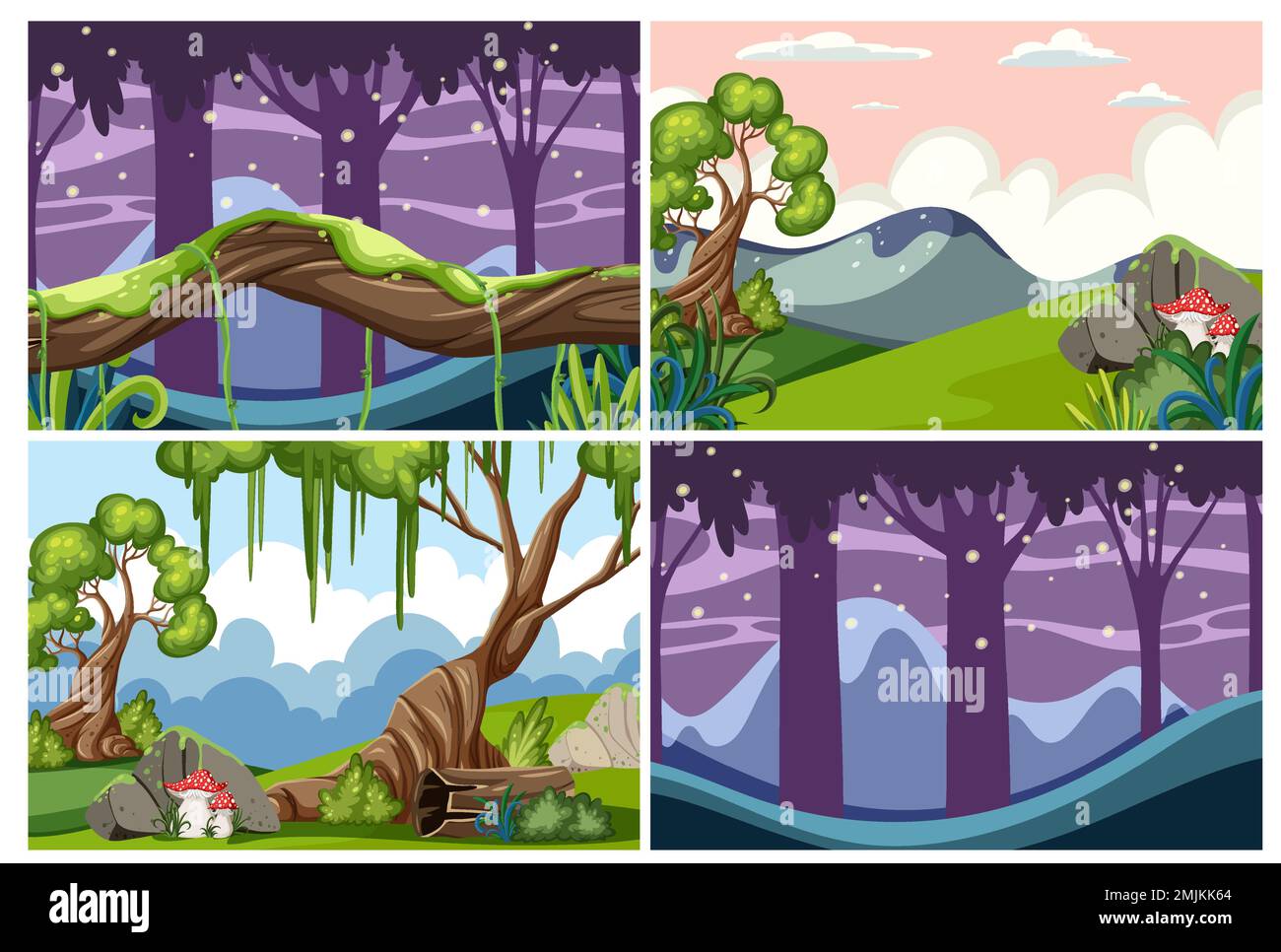 Set of fantasy scene background illustration Stock Vector Image & Art ...