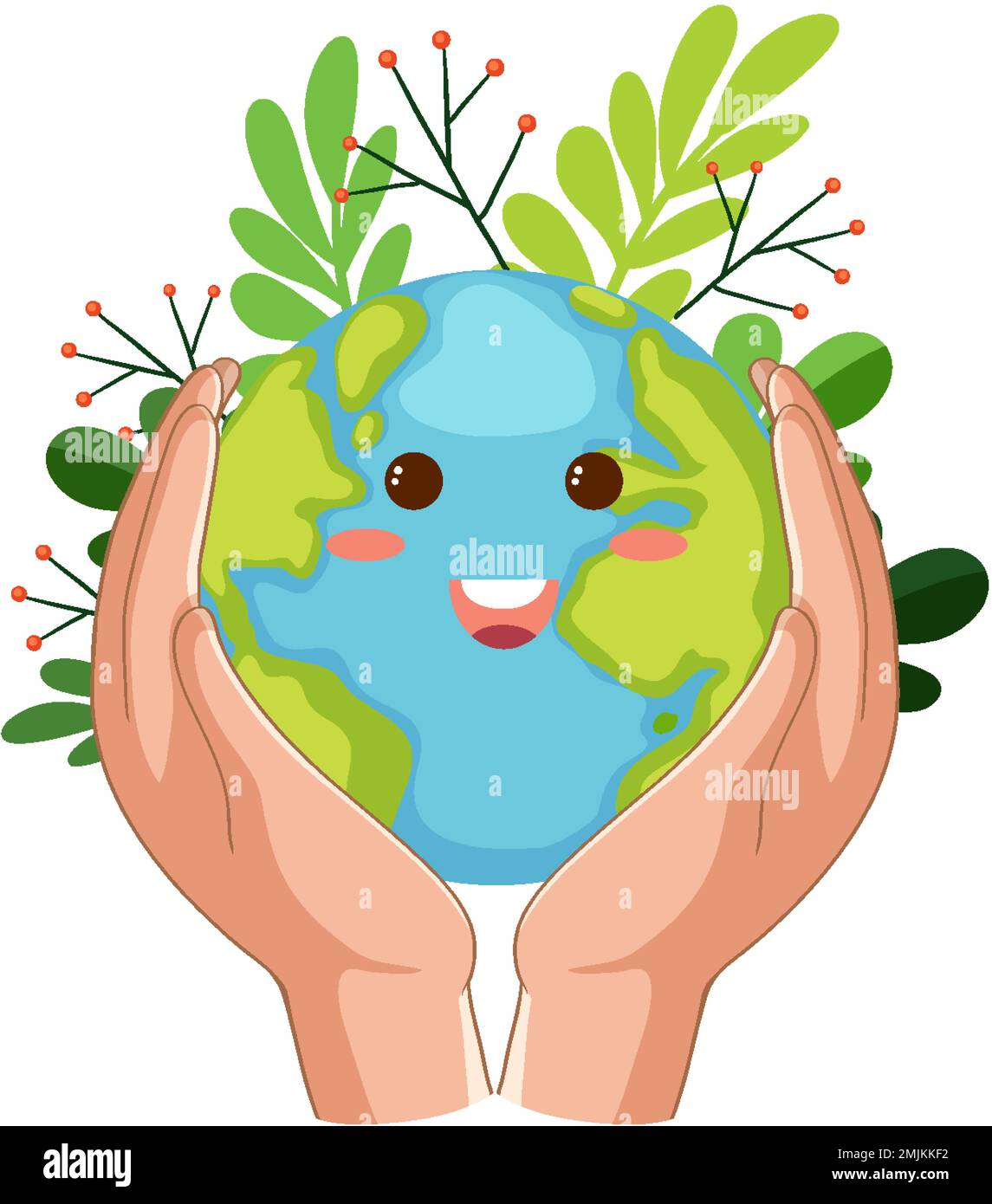 Cute earth character with happy face expression illustration Stock ...