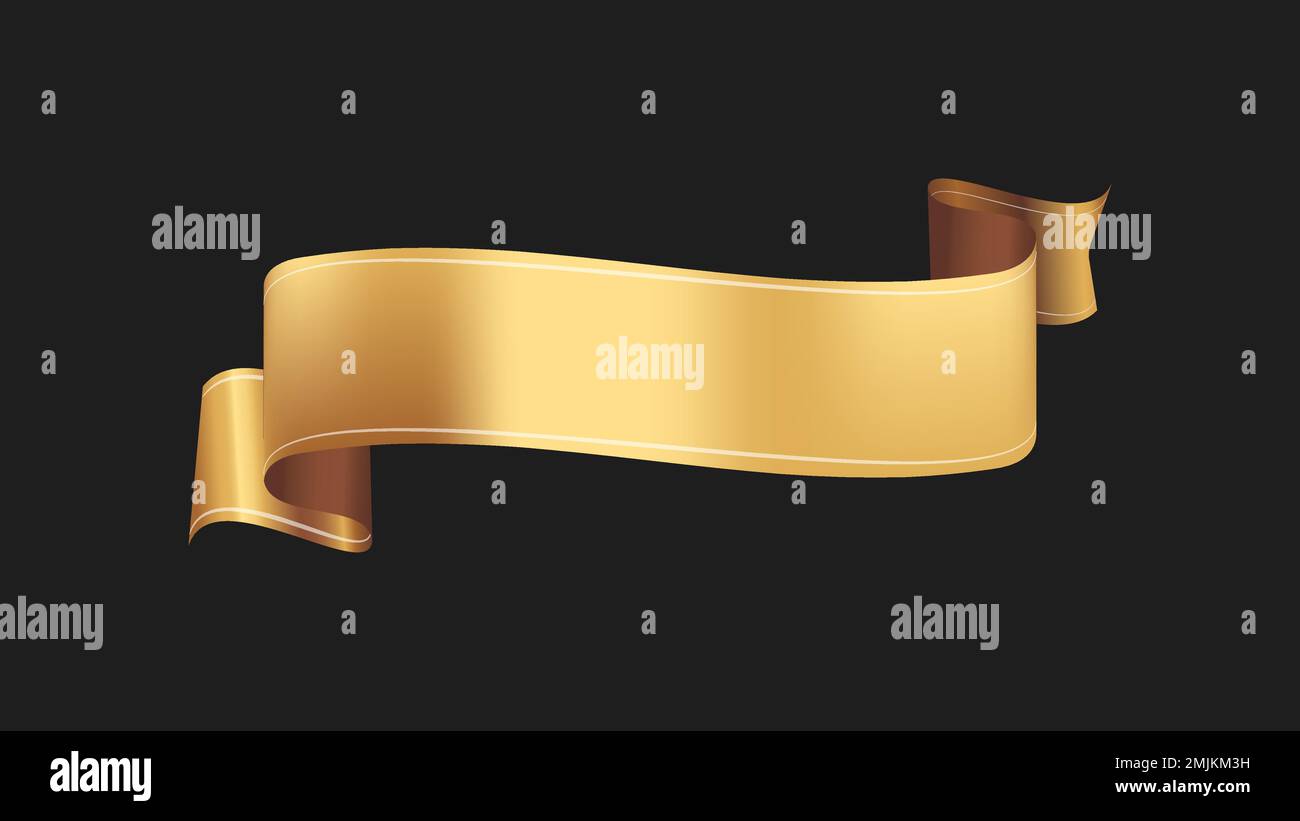 Ribbon banner vector art, gold realistic label design Stock Vector ...