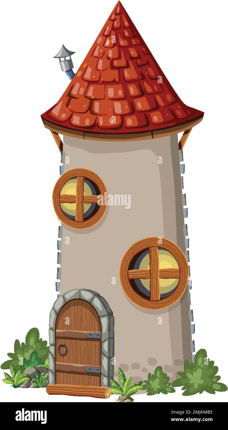 Fairytale tower isolated on white background illustration Stock Vector ...