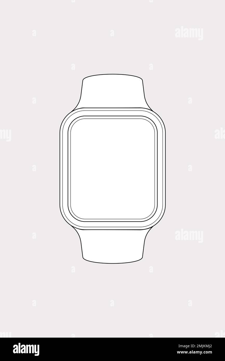 Smartwatch outline, health tracker device vector illustration Stock ...