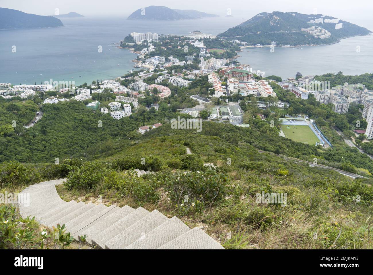 Aerial View of Stanley, a coastal town and a popular tourist attraction ...