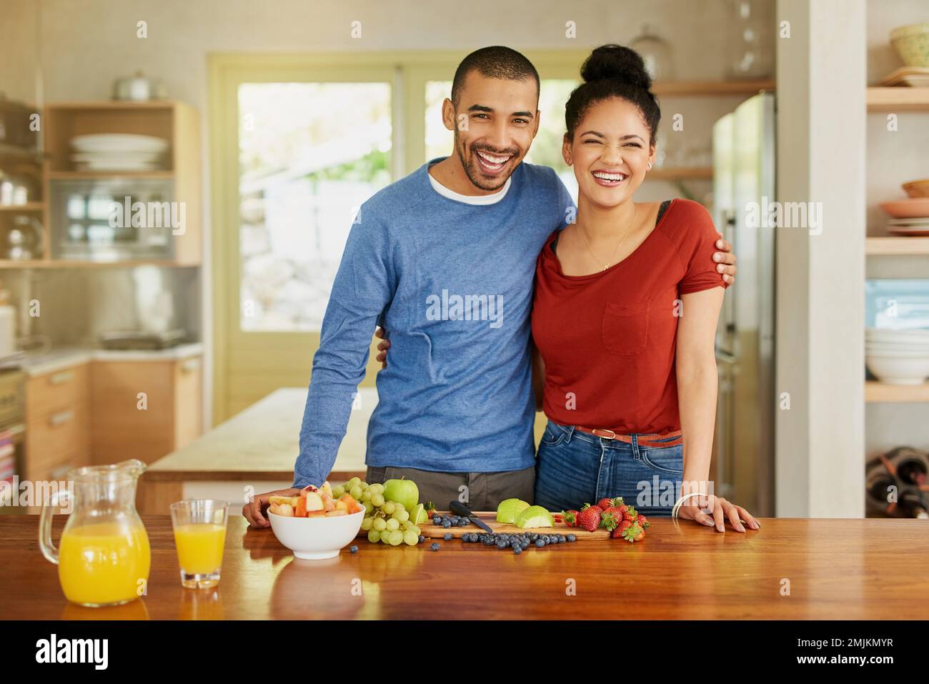 Health comes first in our home. Portrait of a happy young couple ...