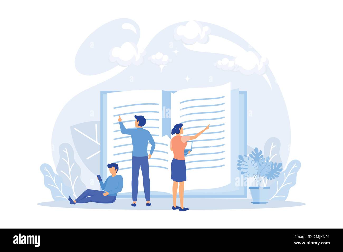 User manual illustration. People characters reading and writing privacy ...